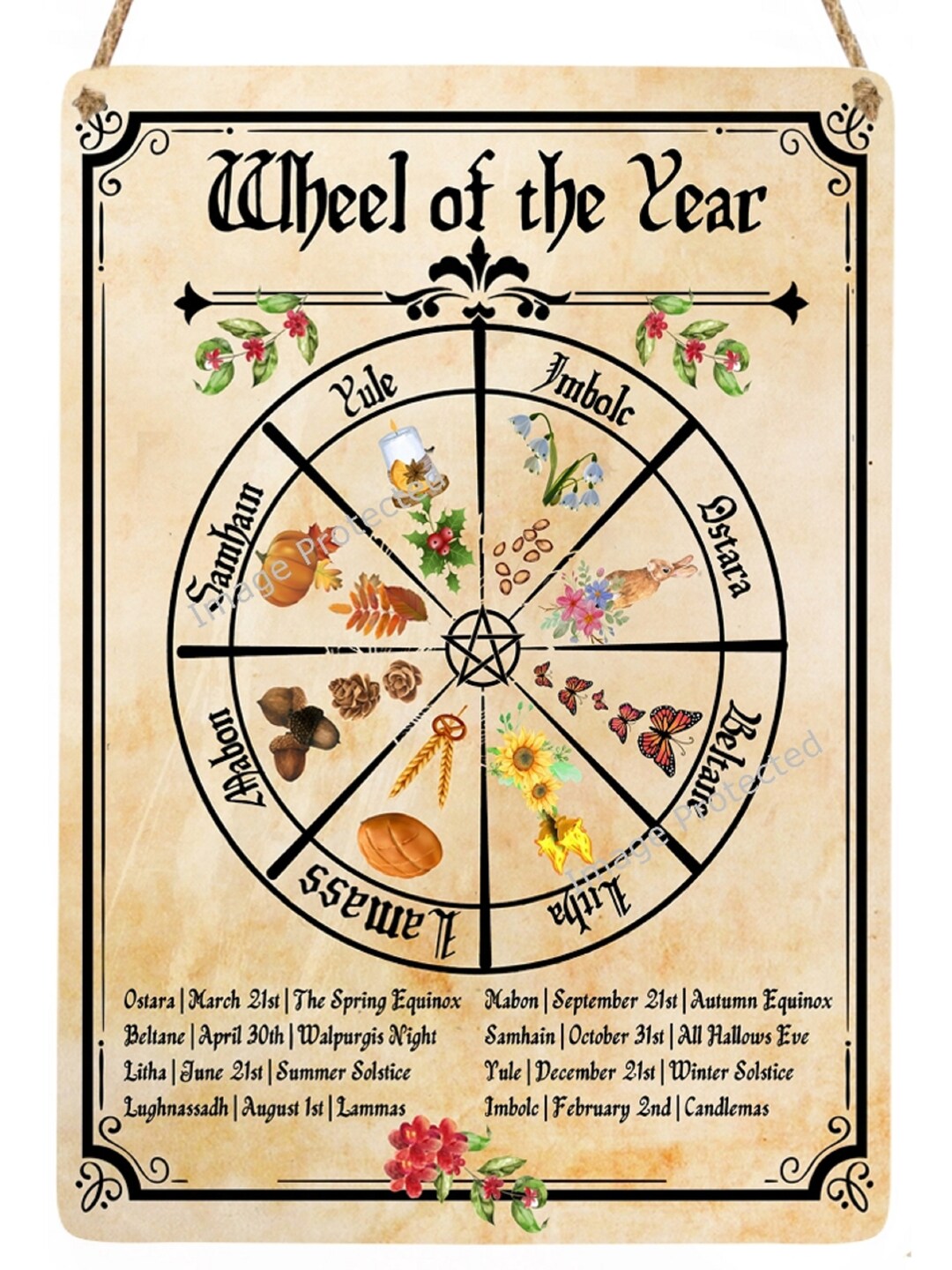 Wheel of the Year Pagan/wiccan Metal Sign - Etsy UK