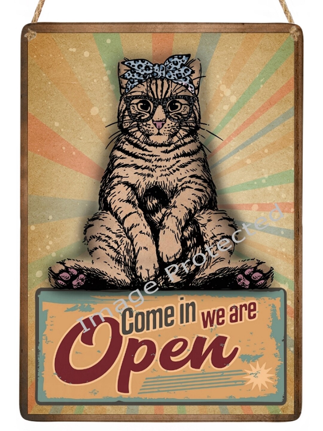 Hanging Metal Cat Sign Vintage/retro We Are Open Funny/humour - Etsy UK