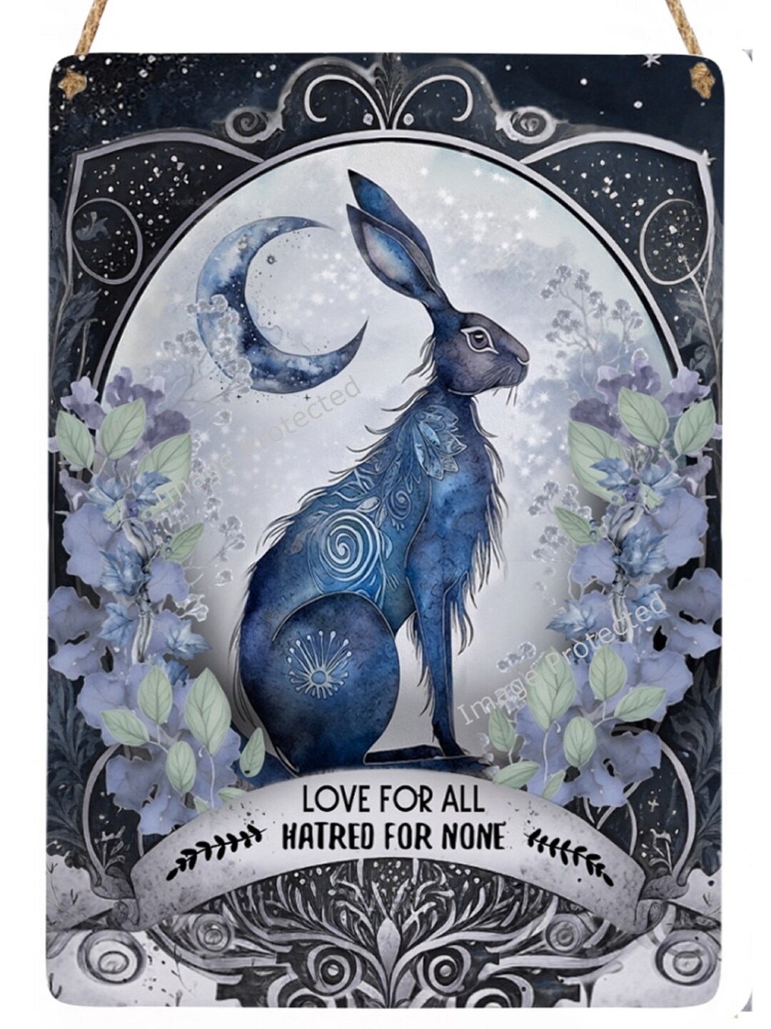 Hanging Metal Sign - Mystic Hare - Motivational Quote, Love for All ...
