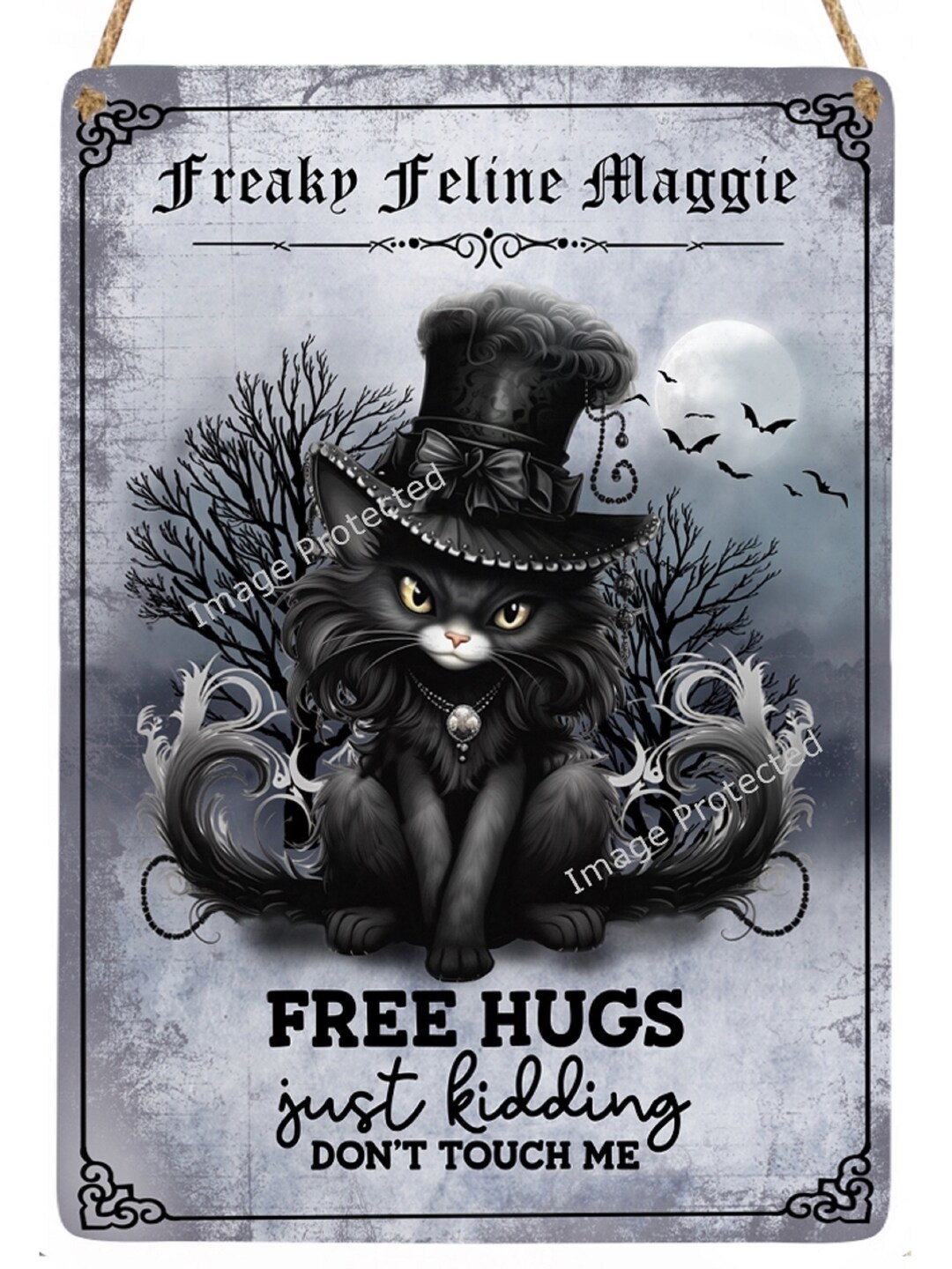 Cat Sign Freaky Felines Maggie Free Hugs Just Kidding - Etsy UK