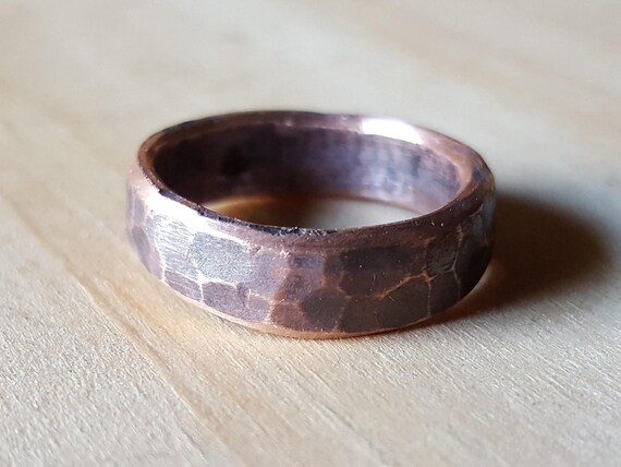 Hand hammered copper ring Wide band men's ring Oxidized | Etsy