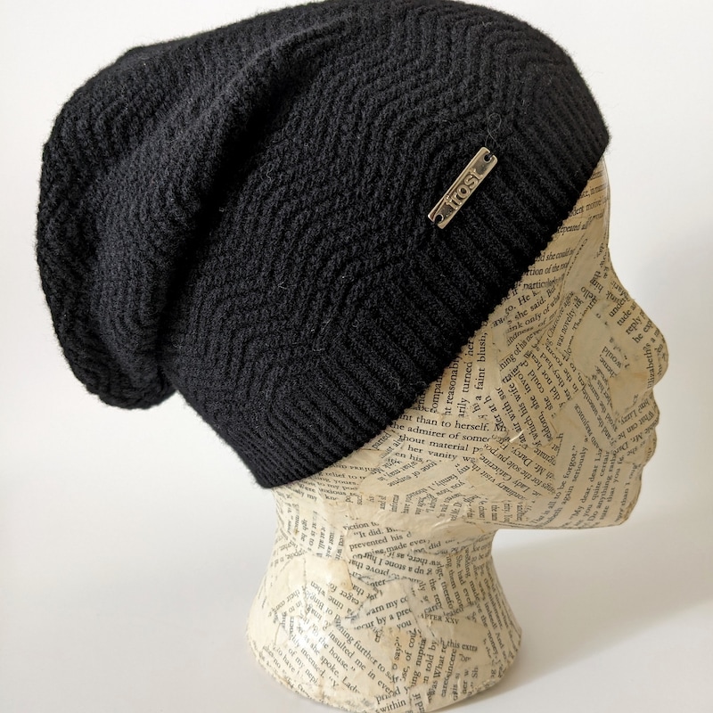 Black Slouch Beanie - Etsy