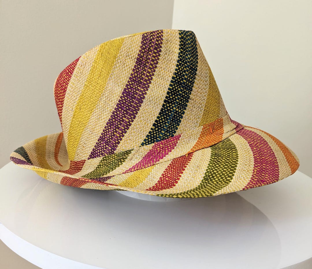 Raffia Straw Fedora Hat: Colorful Summer Lightweight Hat - Etsy
