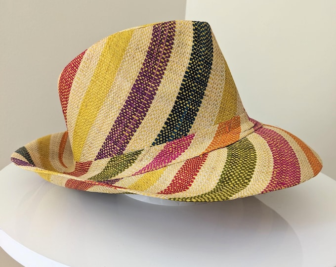 Women's Straw Fedora Hat, Raffia Summer Beach Sun Hat, Lightweight ...