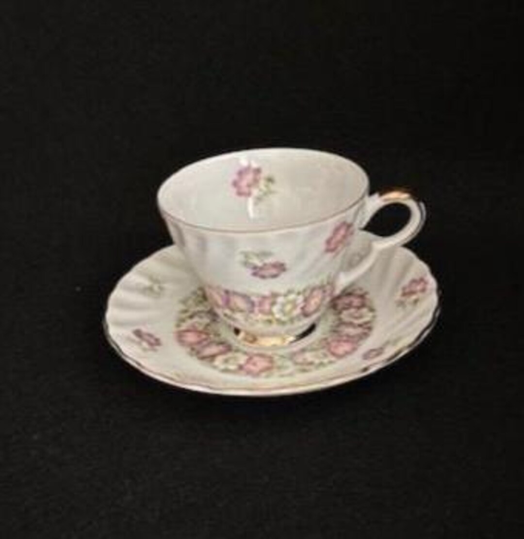 Vintage Lefton China Hand Painted October Cosmos Floral Cup and Saucer ...