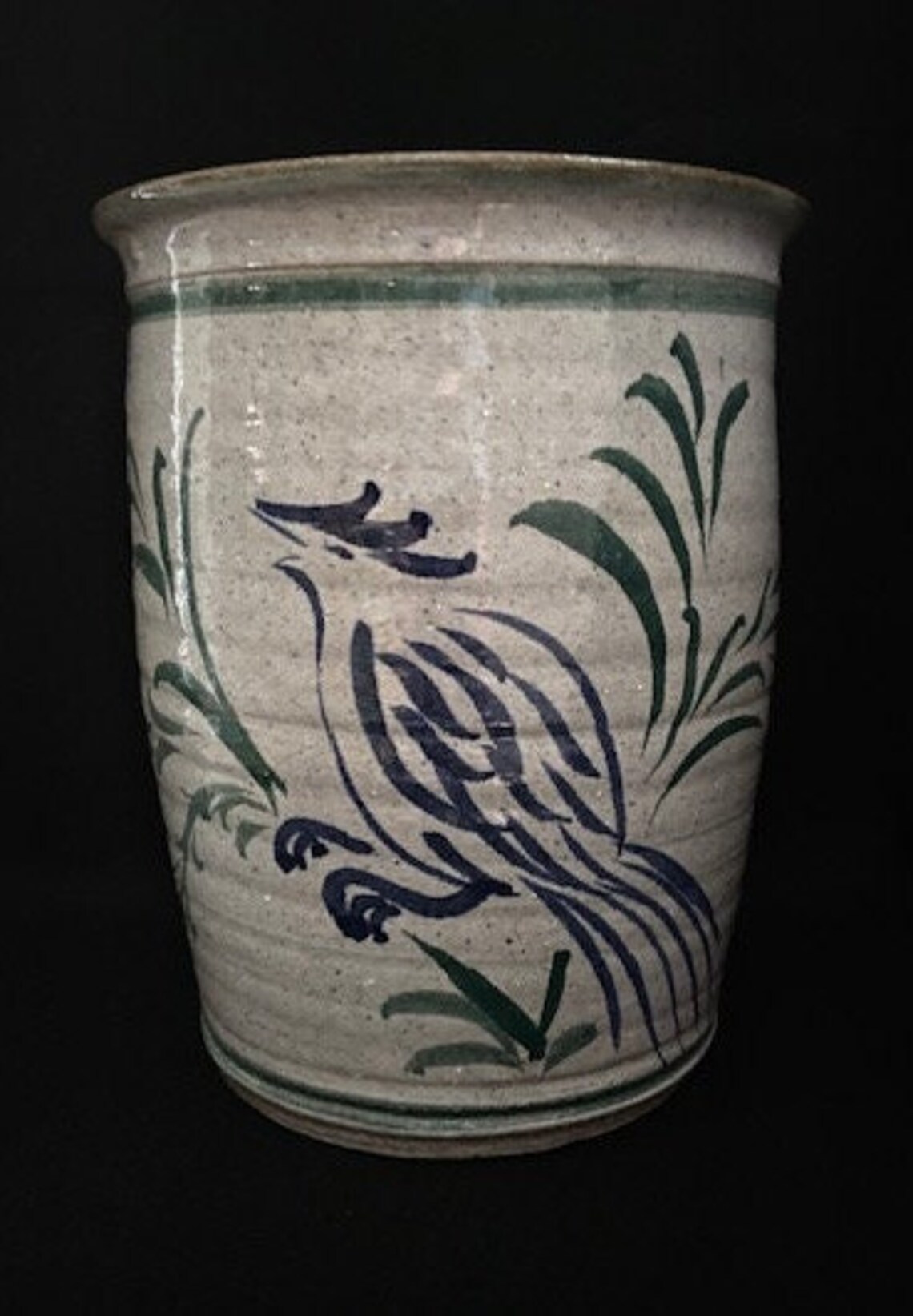 Vintage Signed Brian Marx Salt Glazed Pottery Crock / Vase / Planter ...