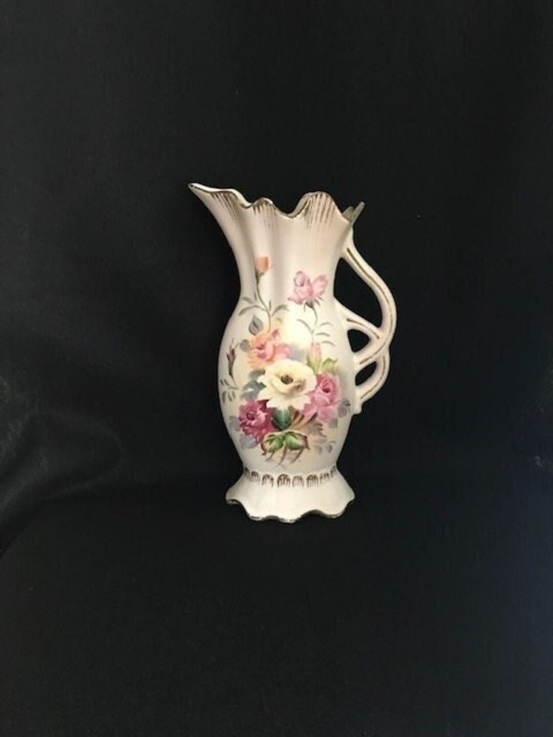 Vintage Lipper & Mann Creations Floral / Roses Vase / Pitcher - Japan ...