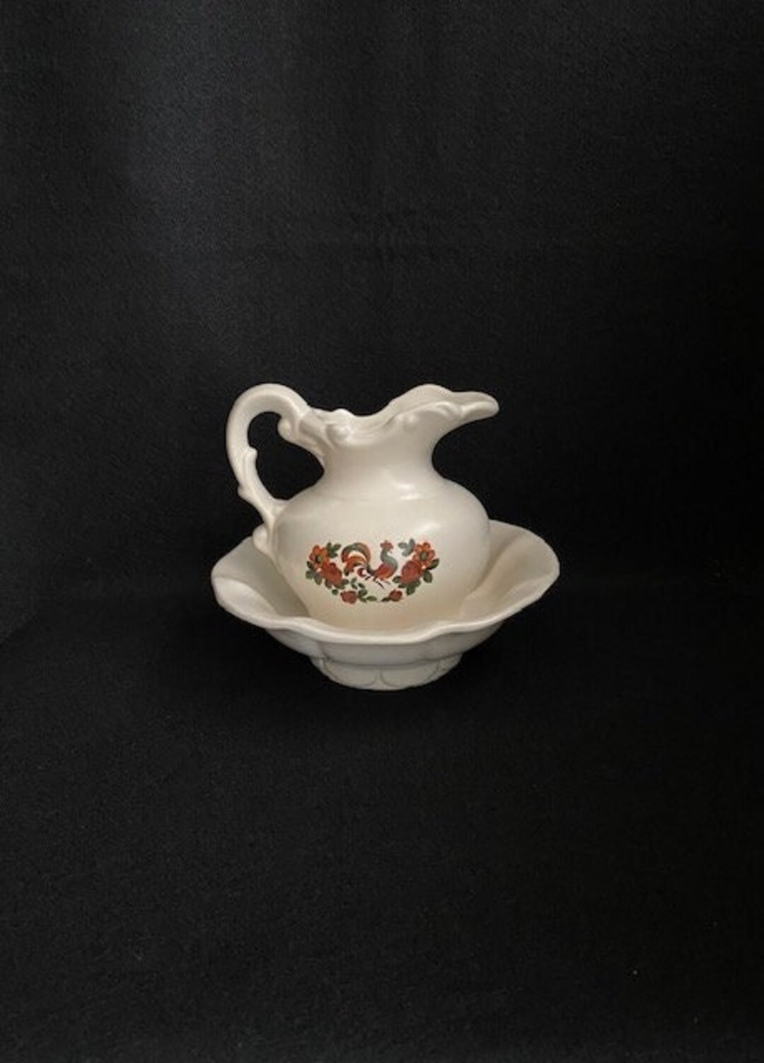 Vintage Mccoy Pottery Rooster Pitcher and Basin / Bowl With Flowers - Etsy