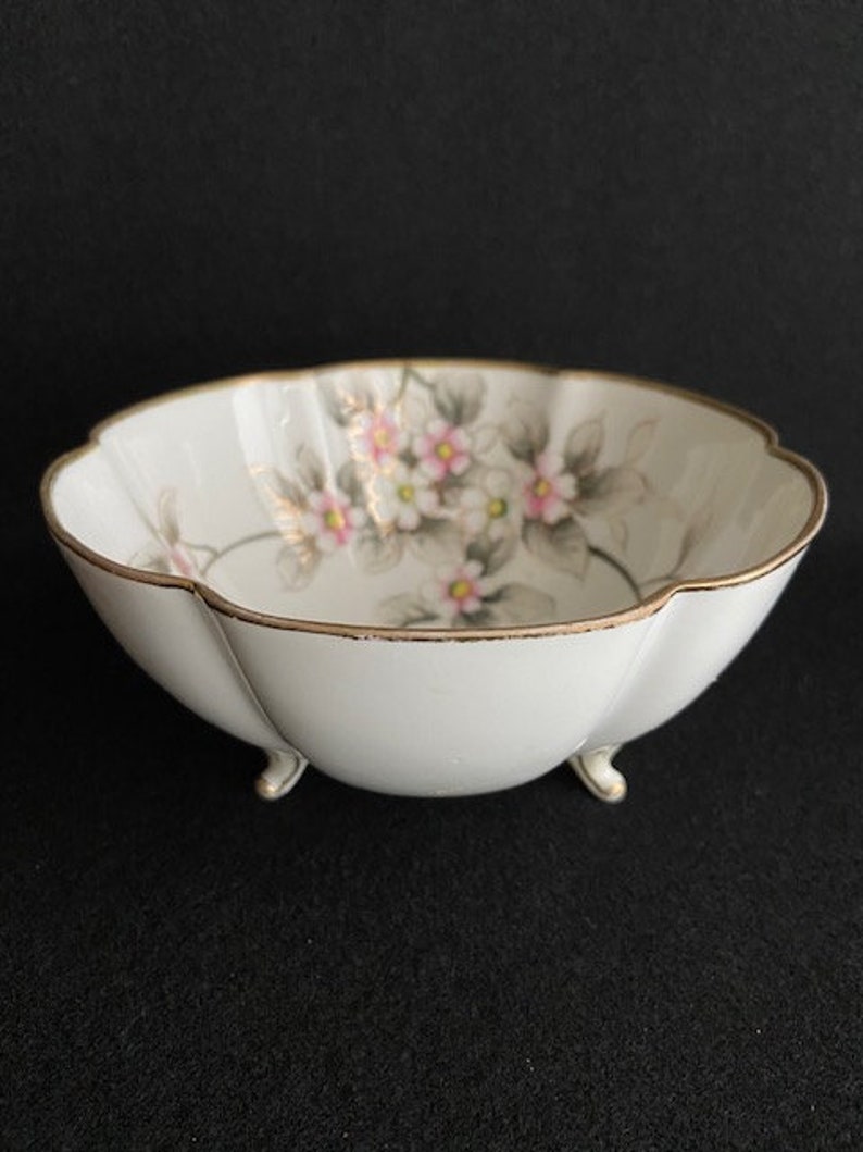 Vintage Nippon Hand Painted Footed Porcelain Bowl - Etsy