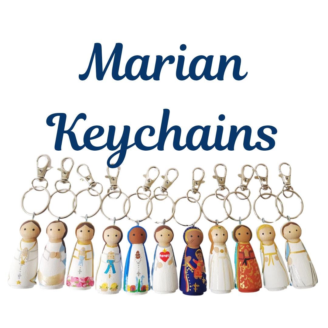 Marian Peg Doll Keychain, Catholic Gifts, Baptism, Confirmation, Saint ...