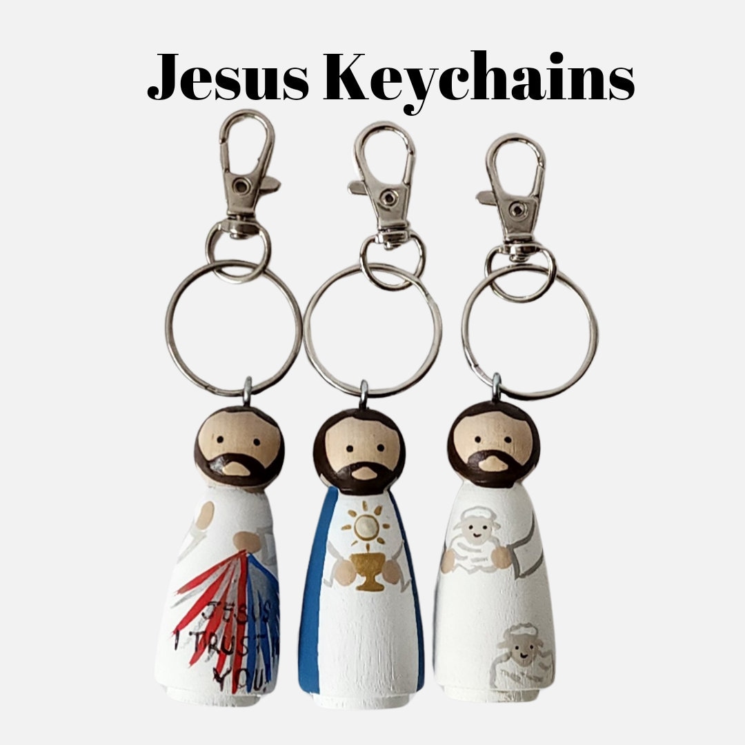 Jesus Keychain -divine Mercy, Good Shepherd, Blessed Sacrament - Etsy