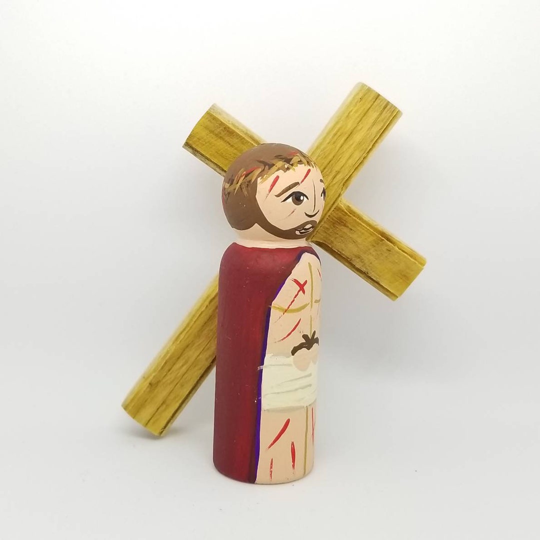 Passion Jesus Peg Doll and Cross Only, Easter Decorations, Easter Gifts ...