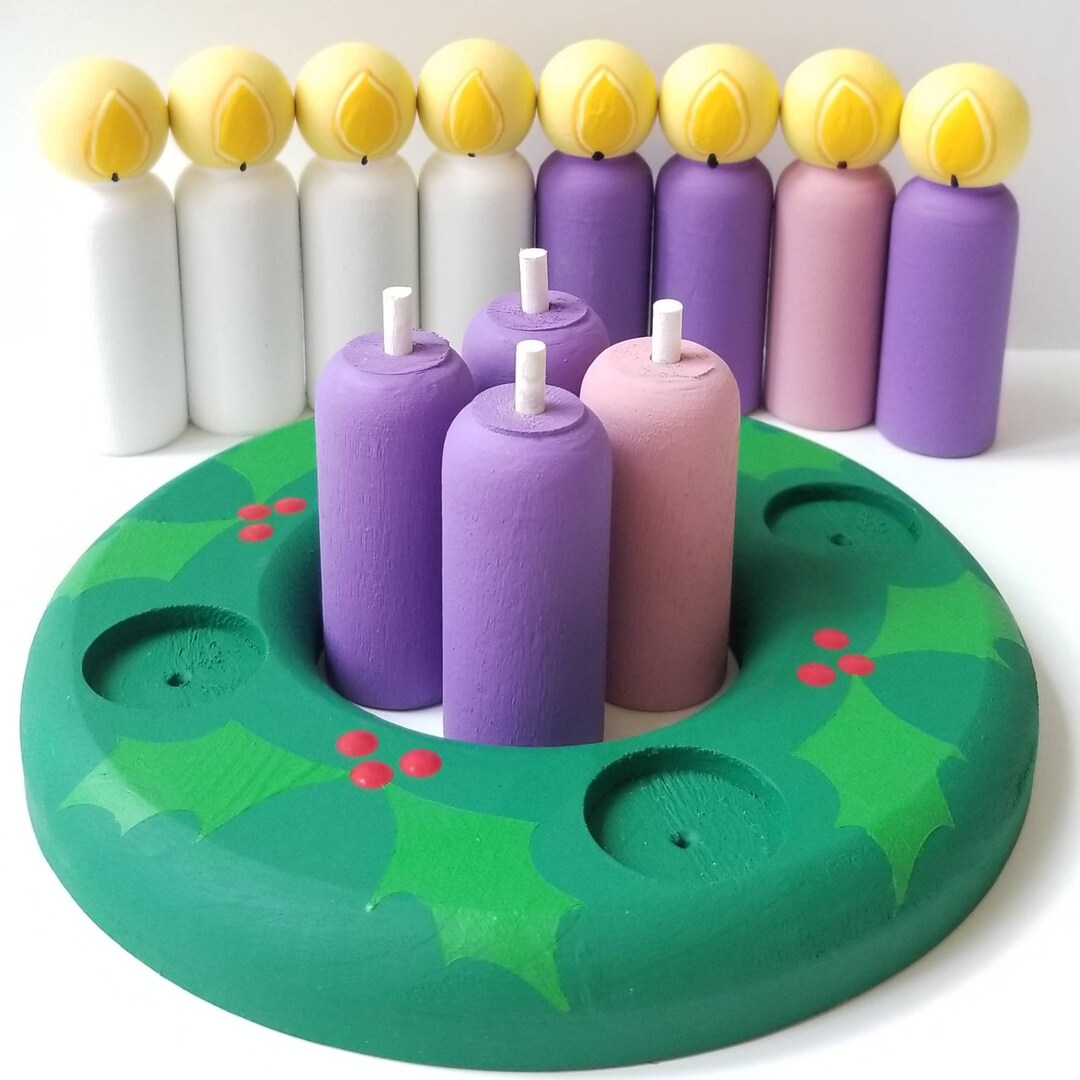 Wooden Advent Wreath - 12 Candles - Advent -christmas Wreath ...