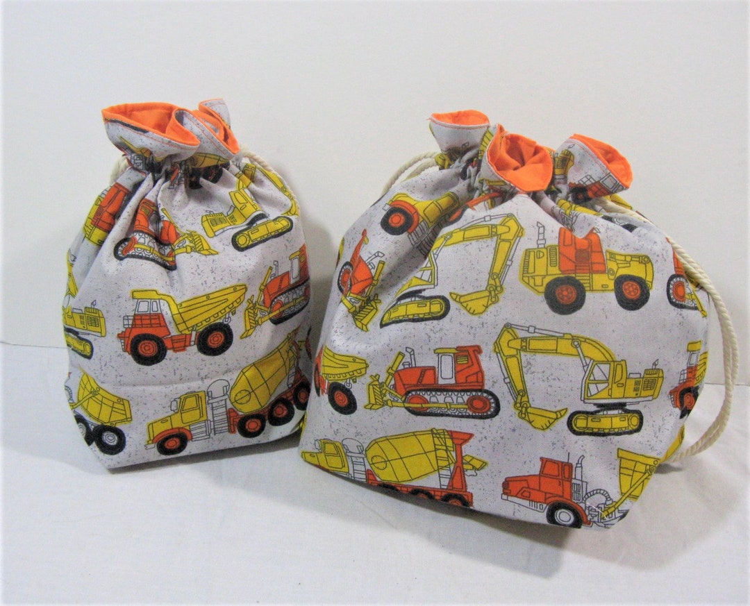 Construction Truck Cloth Gift Bag: Reusable Cotton Cinch Sack - Etsy