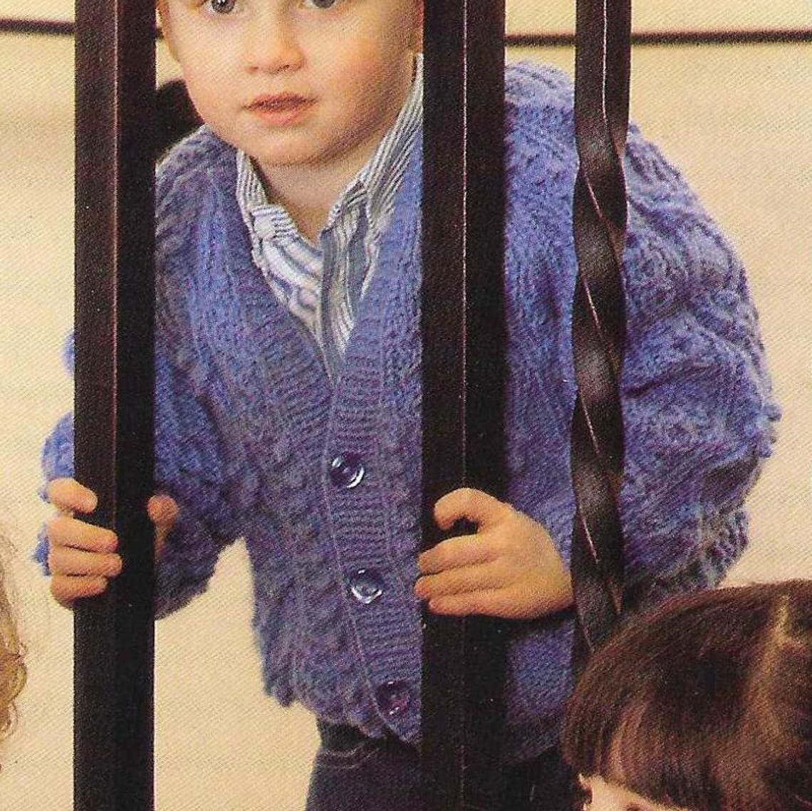3 X Aran Knitting Pattern Children Toddler Cardigan Boy Girl Cable Aran ...