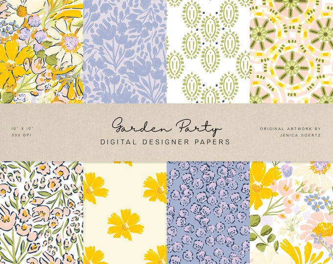 Spring Floral Digital Papers Floral Prints Bright Floral Patterns ...
