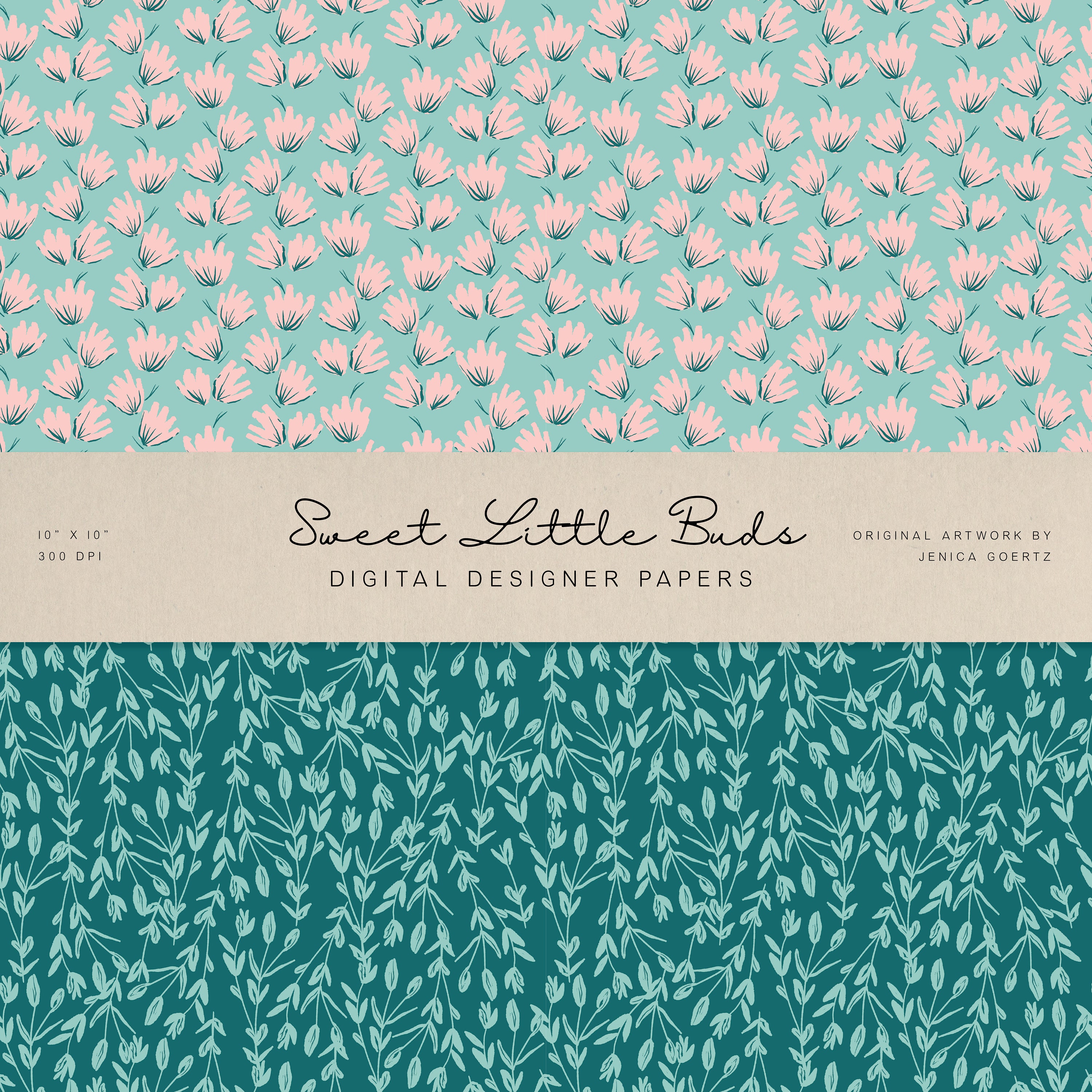 Cute Bird Digital Paper Kids Printable Paper Bright Floral Patterns ...