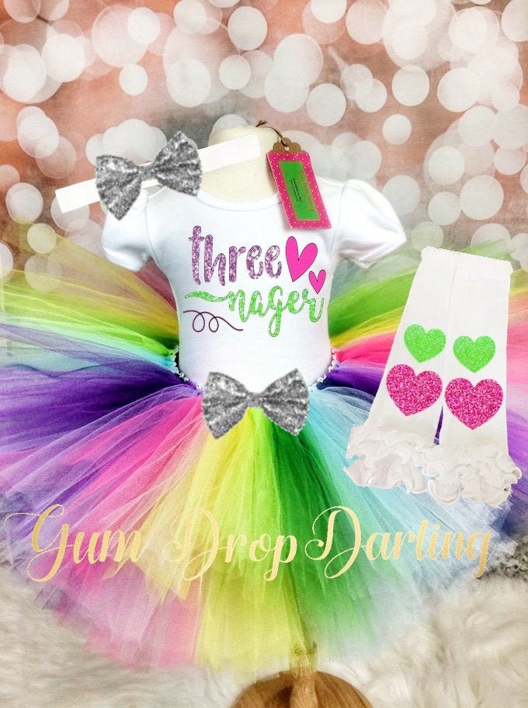 Threenager, Rainbow Birthday, Rainbow Tutu, Threenager Top, 3rd ...