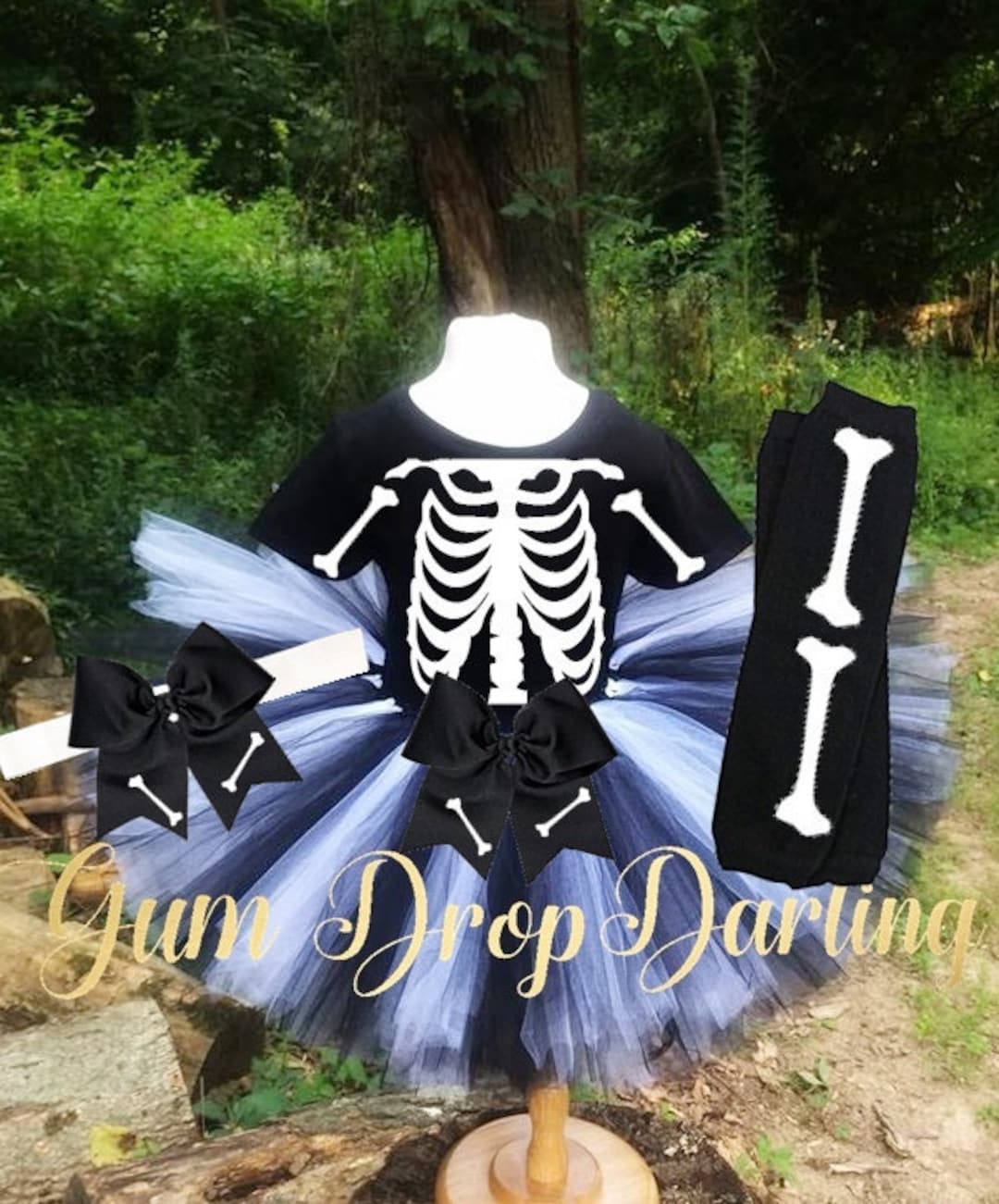 Skeleton Costume, Skeleton Tutu Outfit, Halloween Tutu Outfit, Girl ...