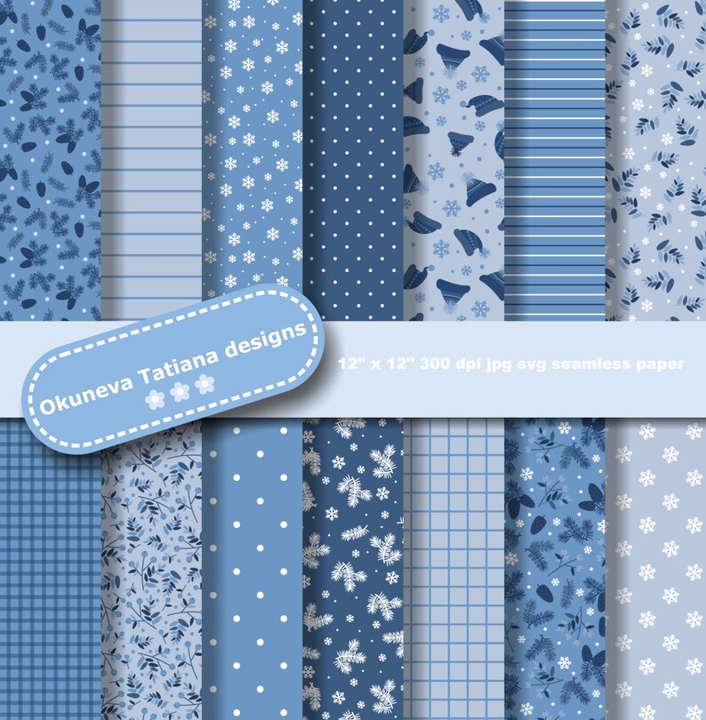 Printing & Printmaking Set of 12 Papers Christmas Seamless Pattern ...