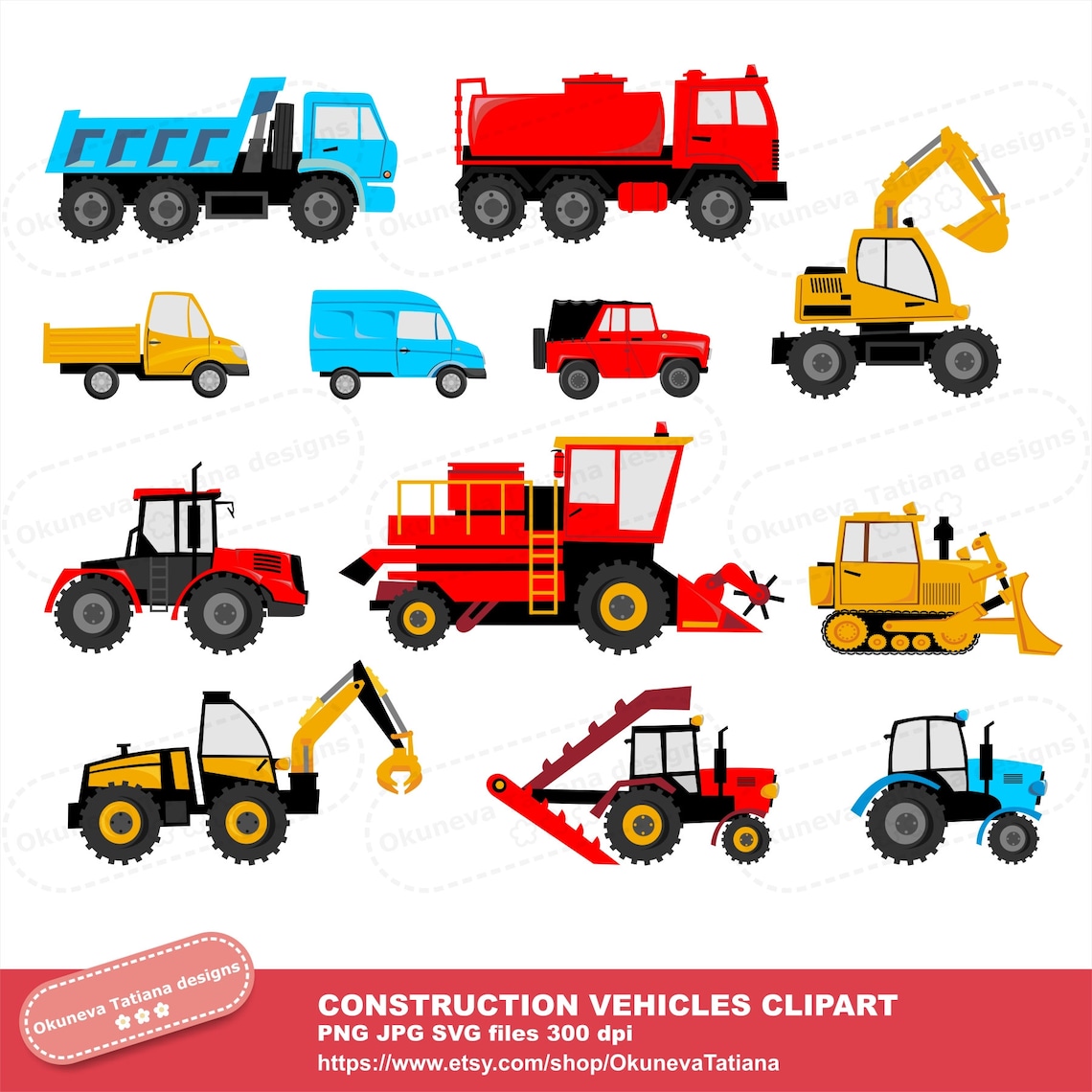 Construction Vehicle Clip Art Transport Clipart Vehicle | Etsy