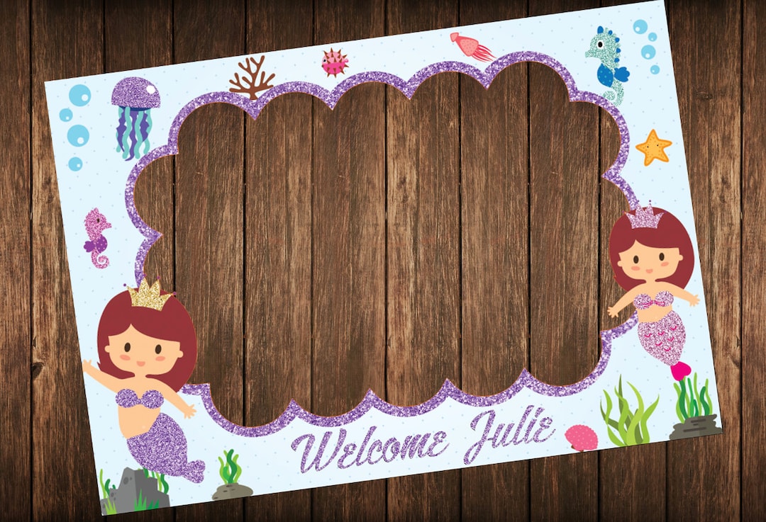 Mermaid Baby Shower Frame, Birthday Party, Photo Booth Frame, Little ...