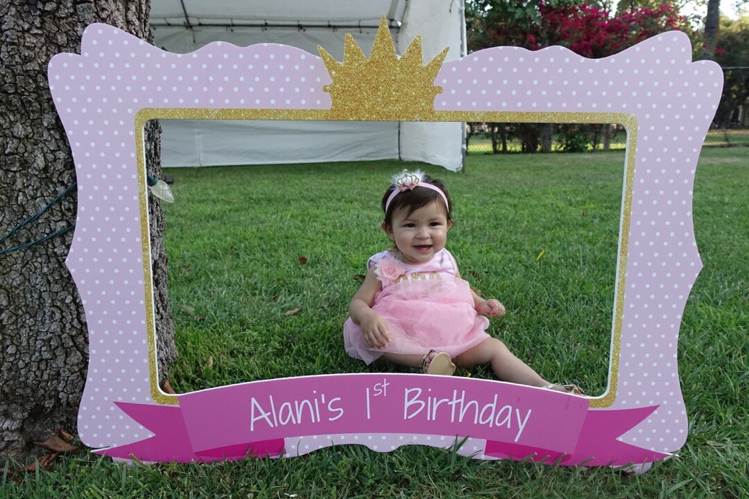 Princess Birthday Frame, First Birthday Party, Photo Booth Frame, Pink ...