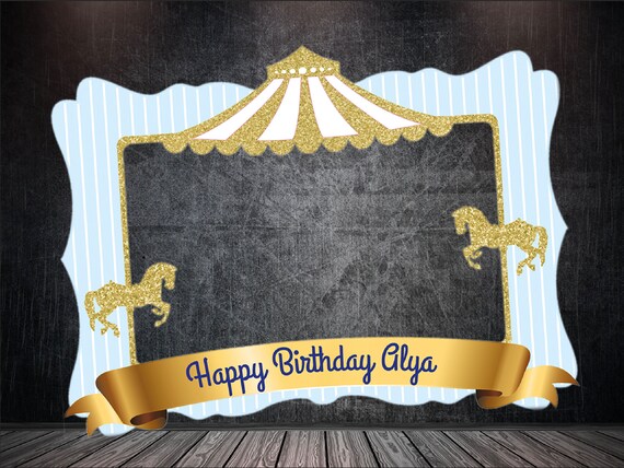 Carousel Birthday Frame Baby Blue Carousel Birthday Frame | Etsy