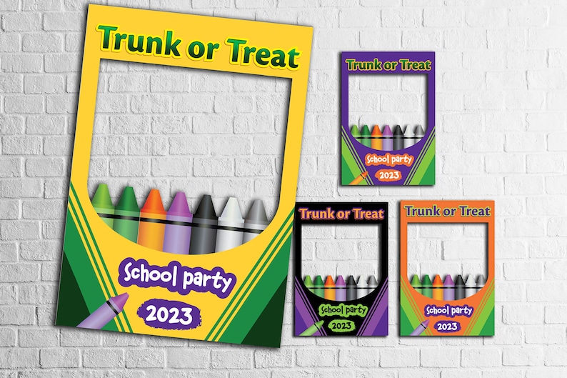 4 Color Options Crayon HALLOWEEN Party Frame, Crayon Trunk or Treat ...
