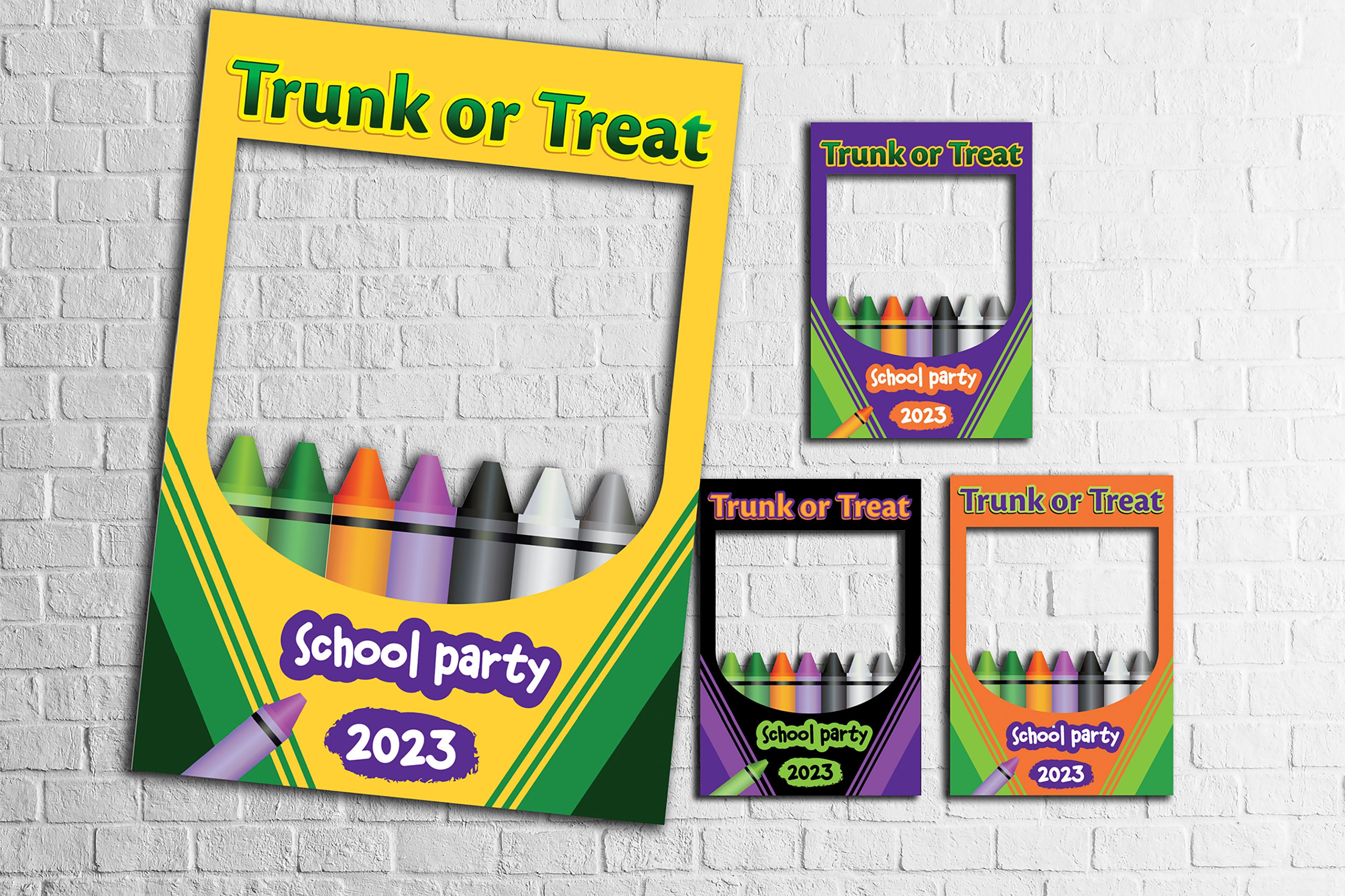 4 Color Options Crayon HALLOWEEN Party Frame, Crayon Trunk or Treat ...