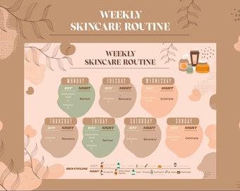 Skin Cycling Calendar, Weekly Skincare Planner, Daily Skincare Routine ...