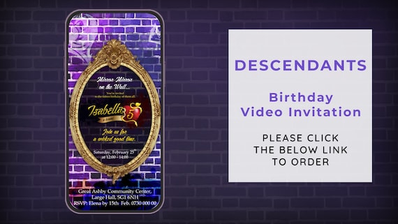 Descendants Party Video invitation, Descendants Birthday Party ...