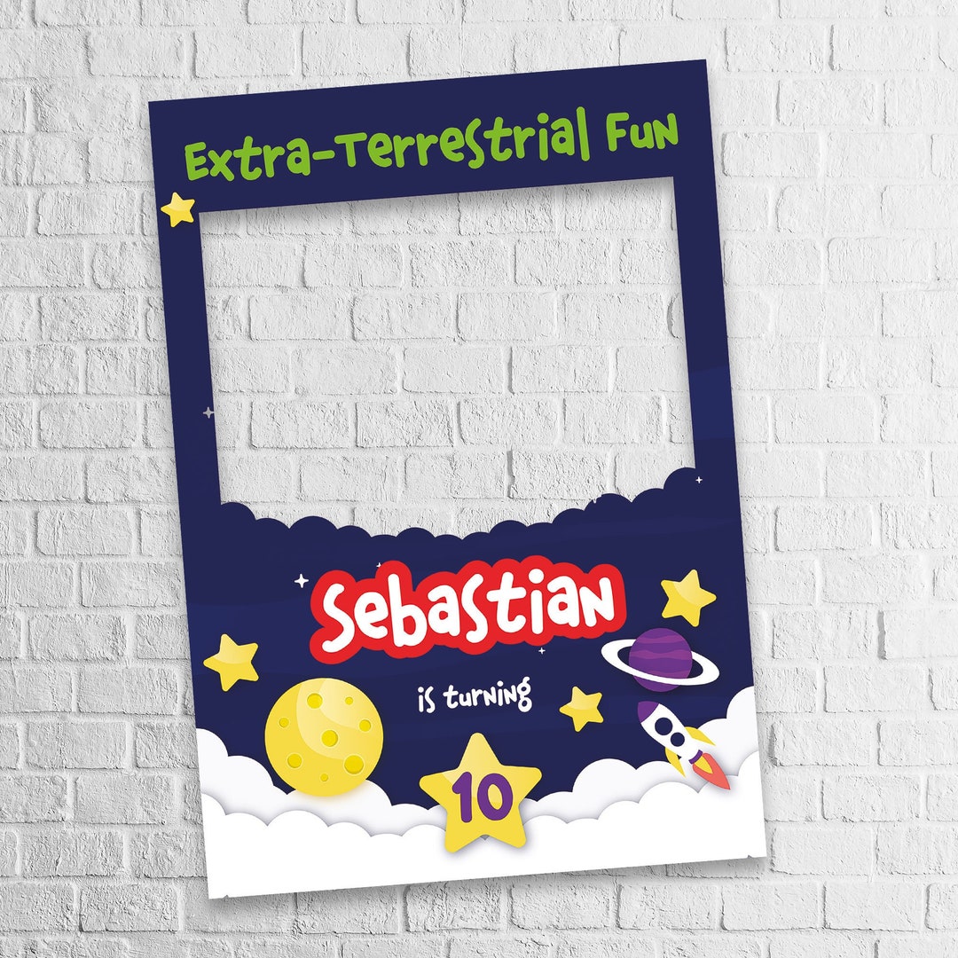 Space Party Frame, Space Birthday Party, Space Party Photo Booth Frame ...