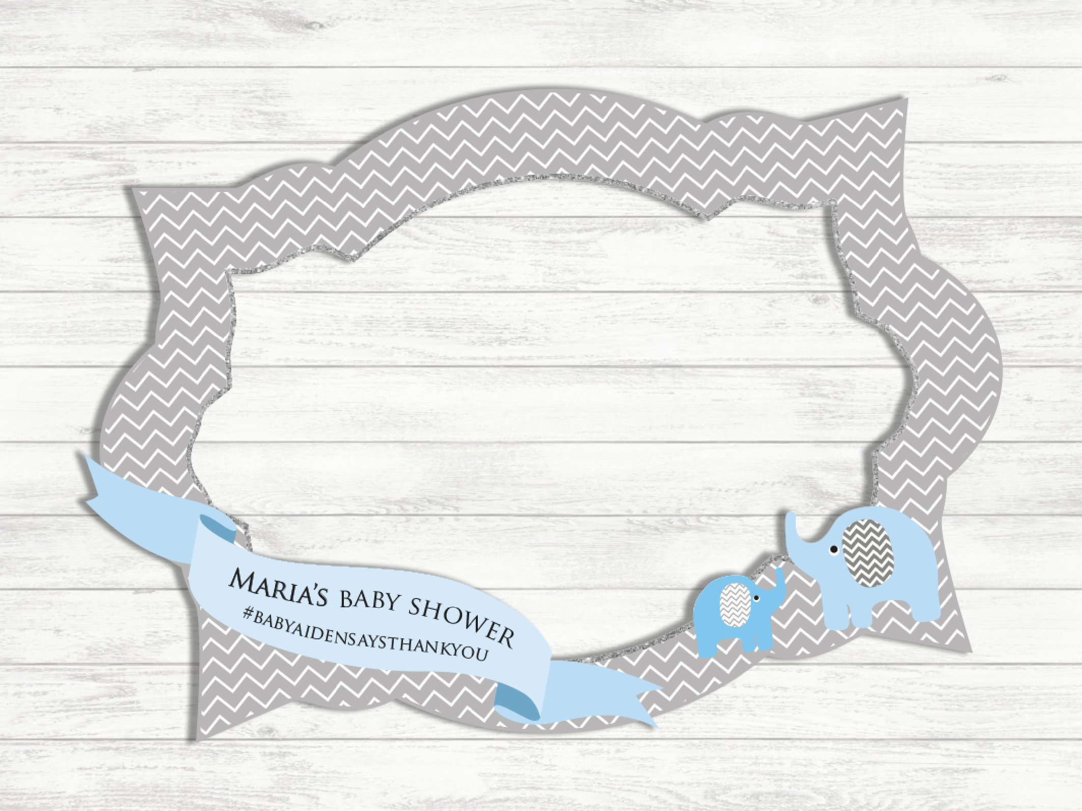 Grey and Blue Elephant Photo Prop Frame - Elephant Photo Booth Frame ...