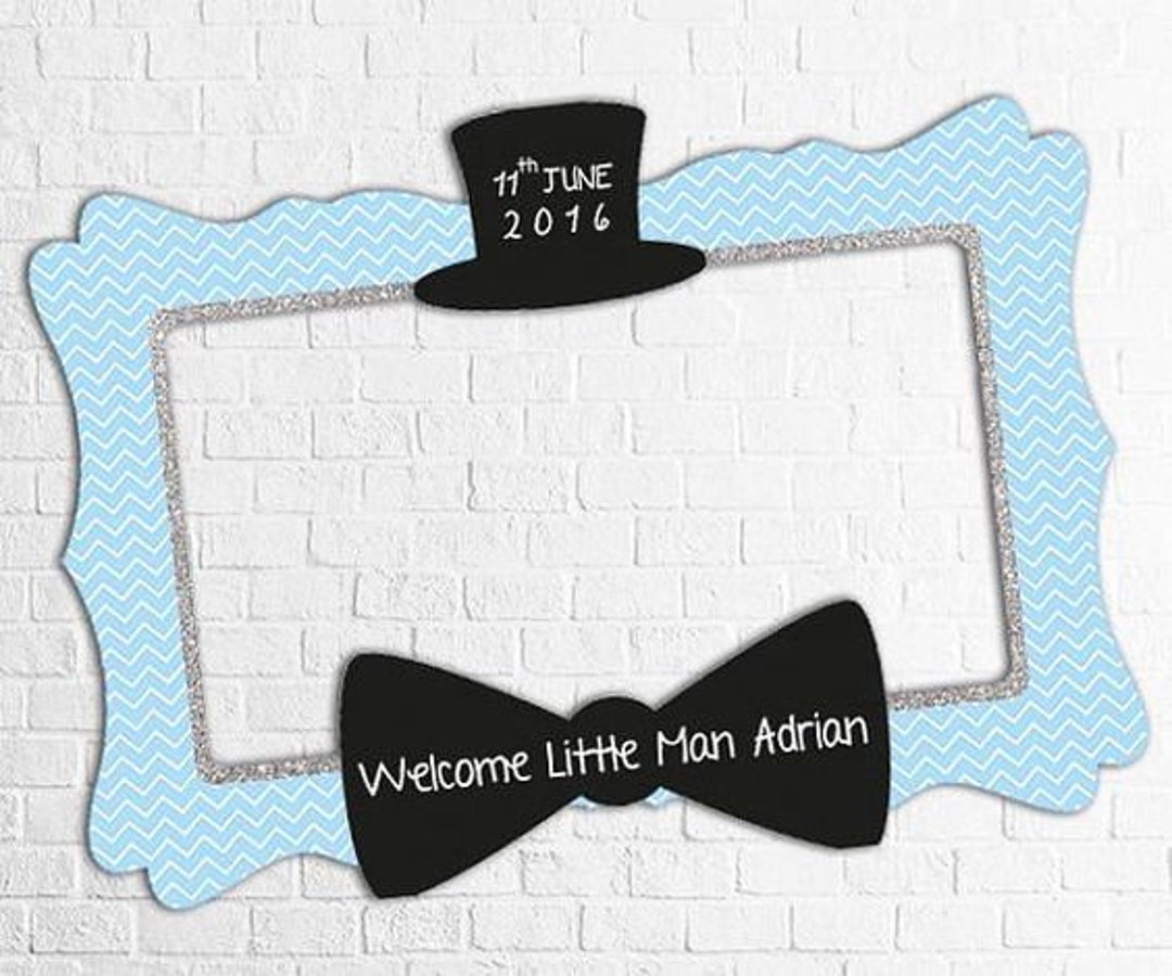 Little Man Baby Shower Frame, Little Man Birthday Party, Blue Photo ...