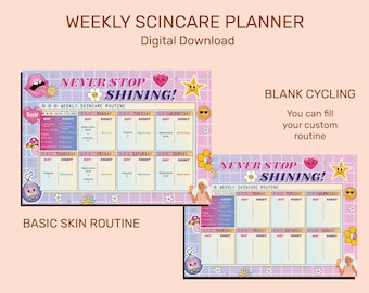 Skin Cycling Calendar, Weekly Skincare Planner, Daily Skincare Routine ...