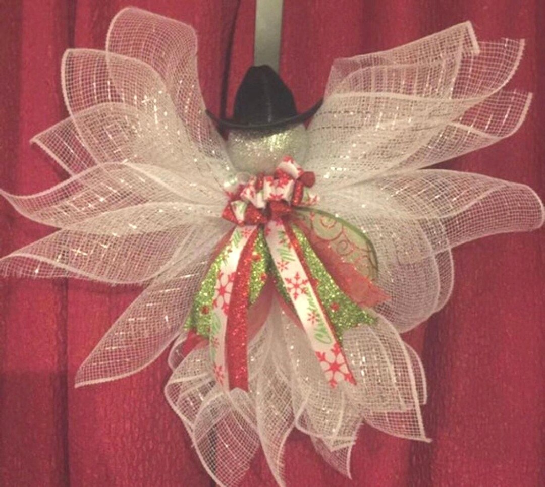 Made to Order Cowboy Angel Door Hanger, Cowgirl Tree Topper, Angel Mesh ...