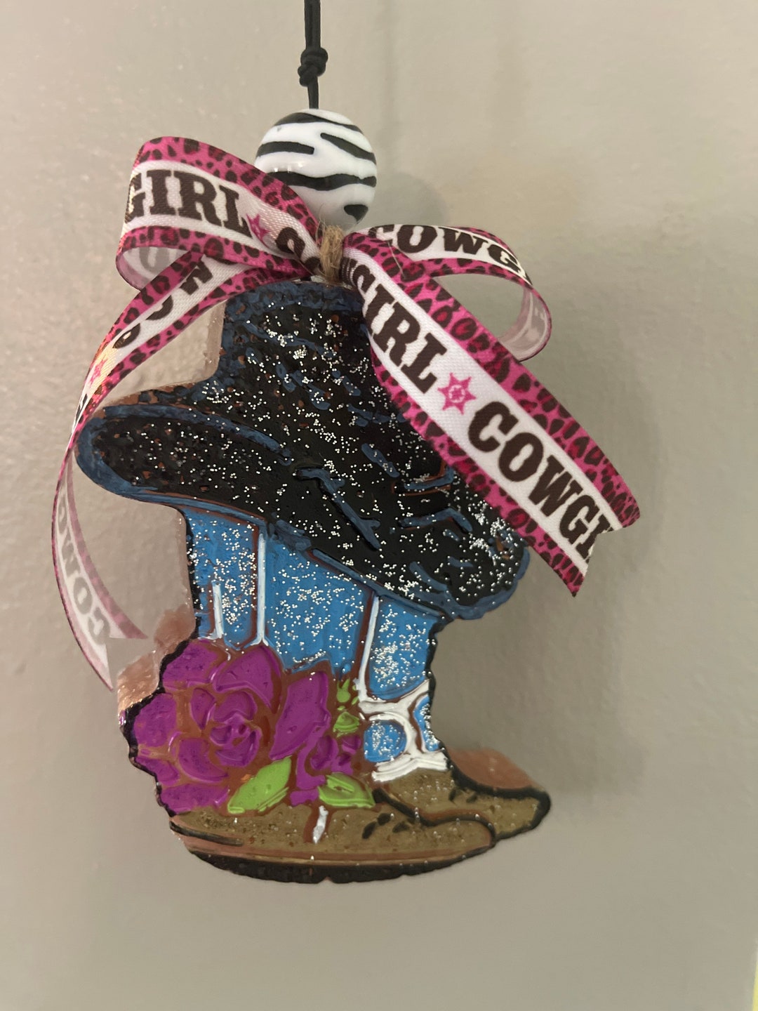 Glittered Cowgirl Freshie Boots & Hat Air Freshener Handmade Gift ...