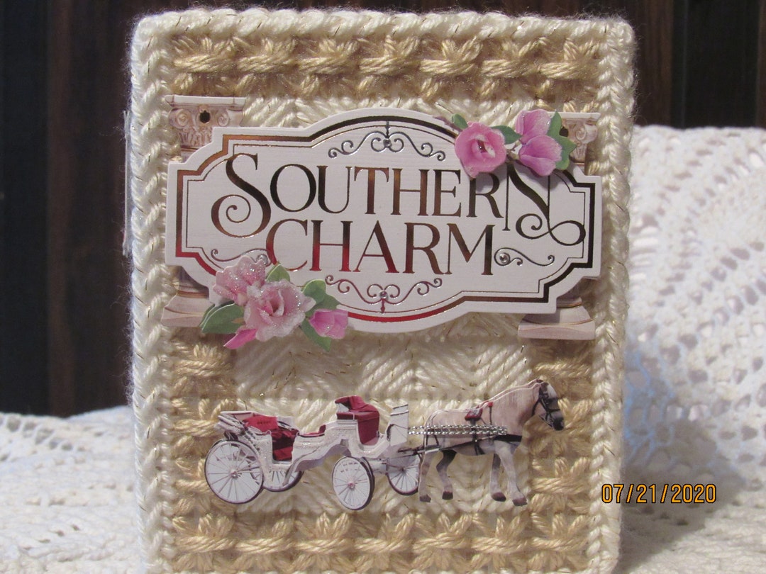 Southern Charm New Tissue Box Cover - Handmade - Plastic Canvas ...