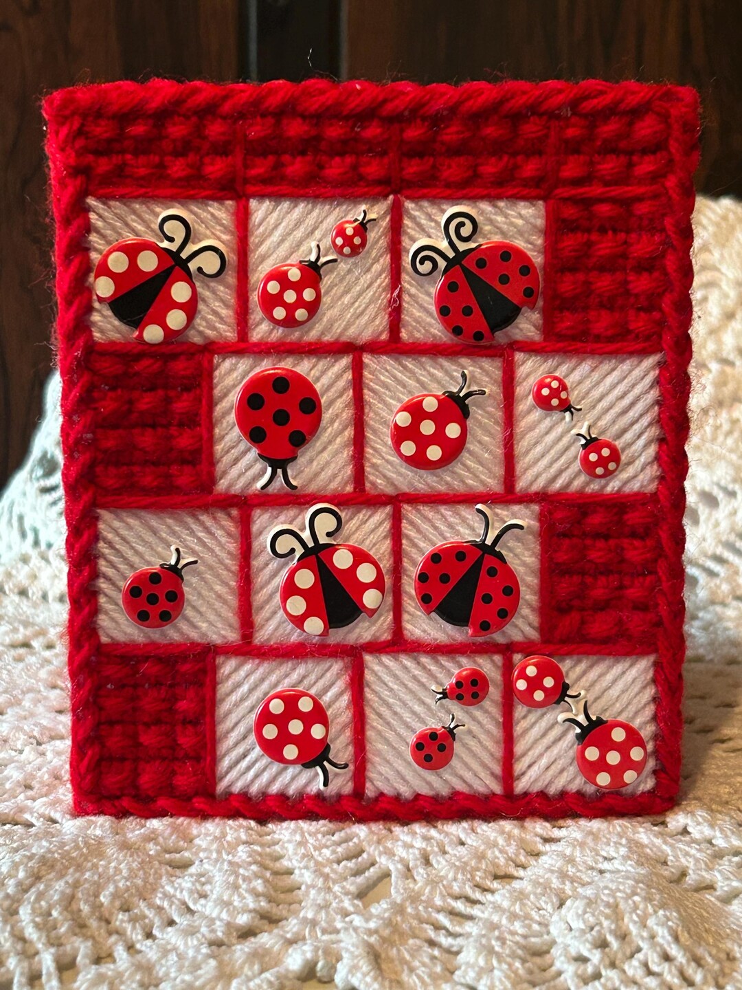 Ladybug Sampler / Tissue Box Cover - Handmade - Plastic Canvas ...