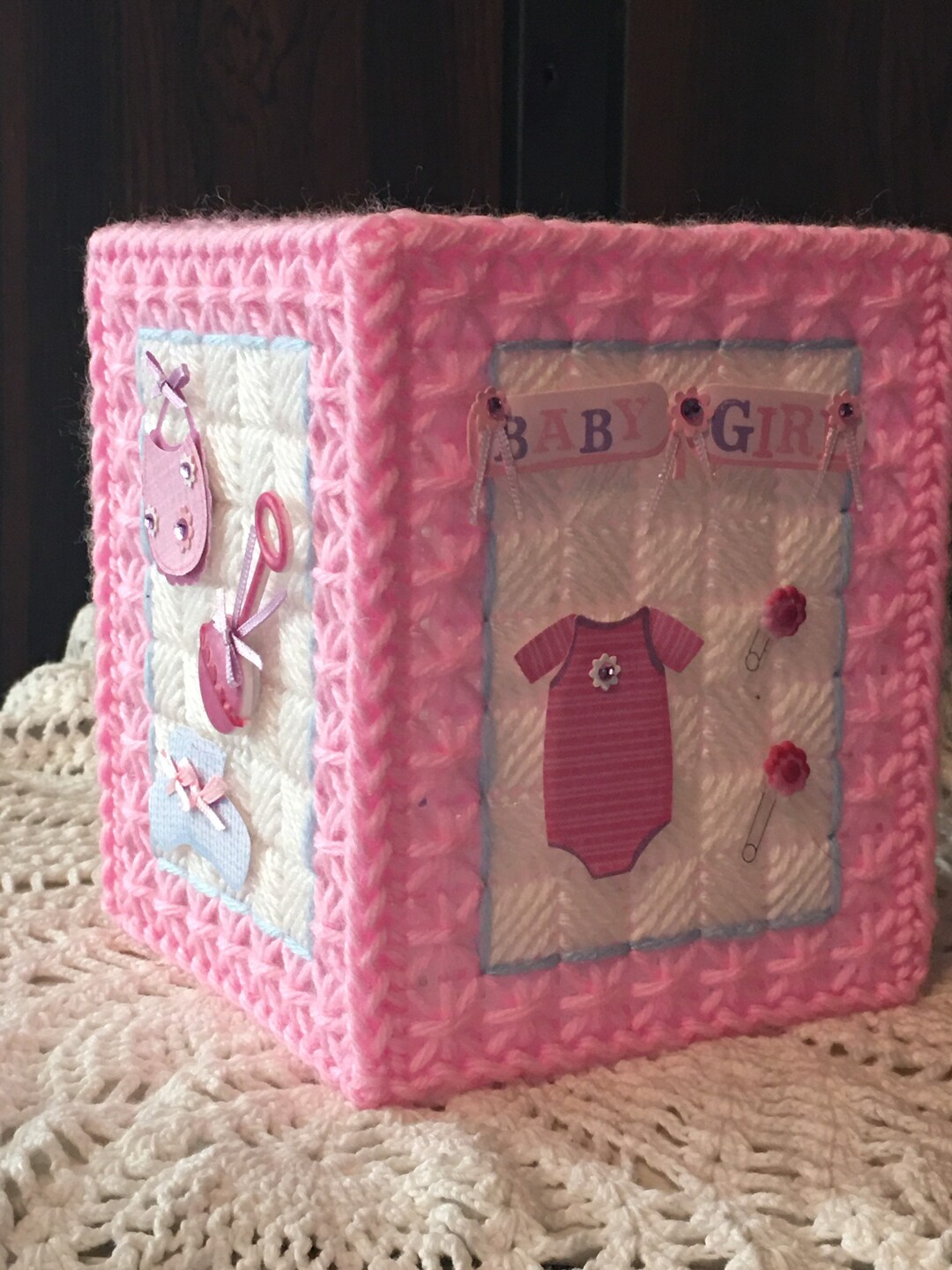 Baby Girl / Family New Tissue Box Cover - Handmade - Plastic Canvas ...