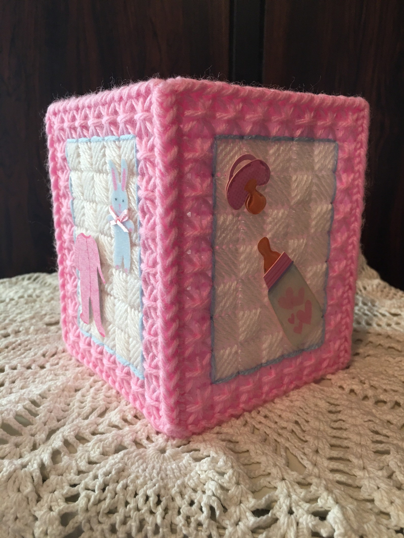 Baby Girl / Family New Tissue Box Cover - Handmade - Plastic Canvas ...