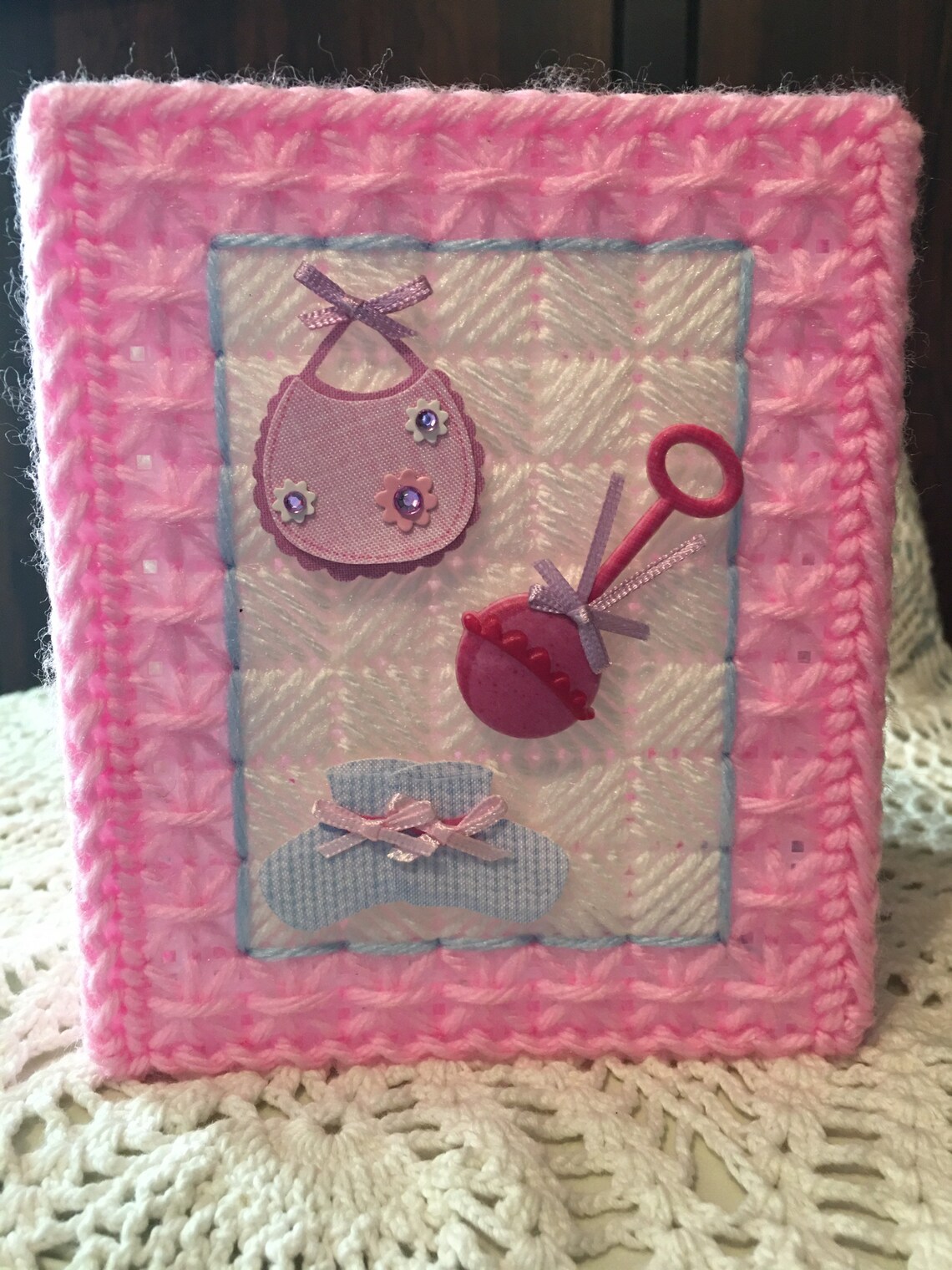 Baby Girl / Family New Tissue Box Cover - Handmade - Plastic Canvas ...