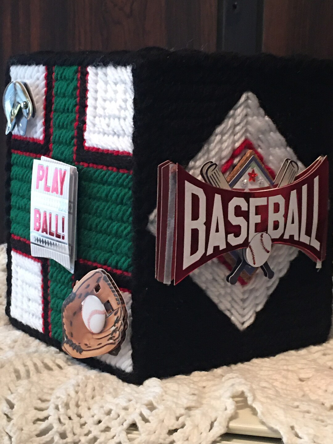 Baseball / Sports / Dad New Tissue Box Cover Handmade Plastic Canvas ...