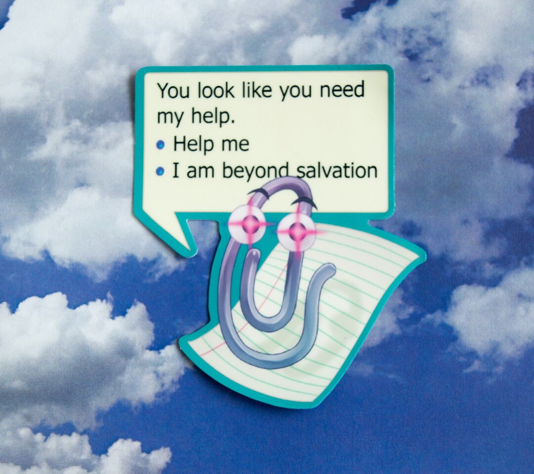 Retrowave Webcore Clippy Sticker - Retro Tech Decal for Your Devices - Etsy