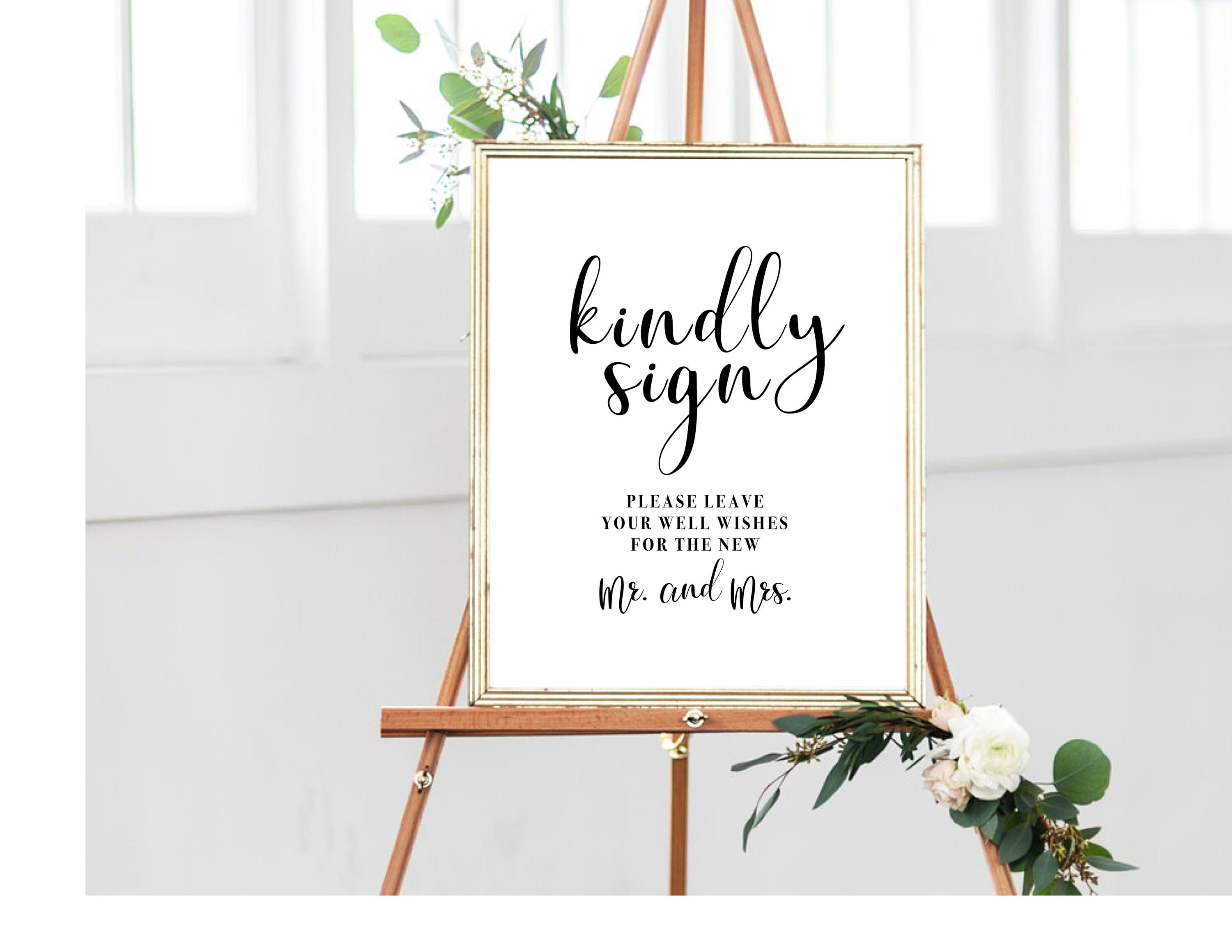 Kindly Sign Guest Book Sign Wedding Sign Reception Sign | Etsy