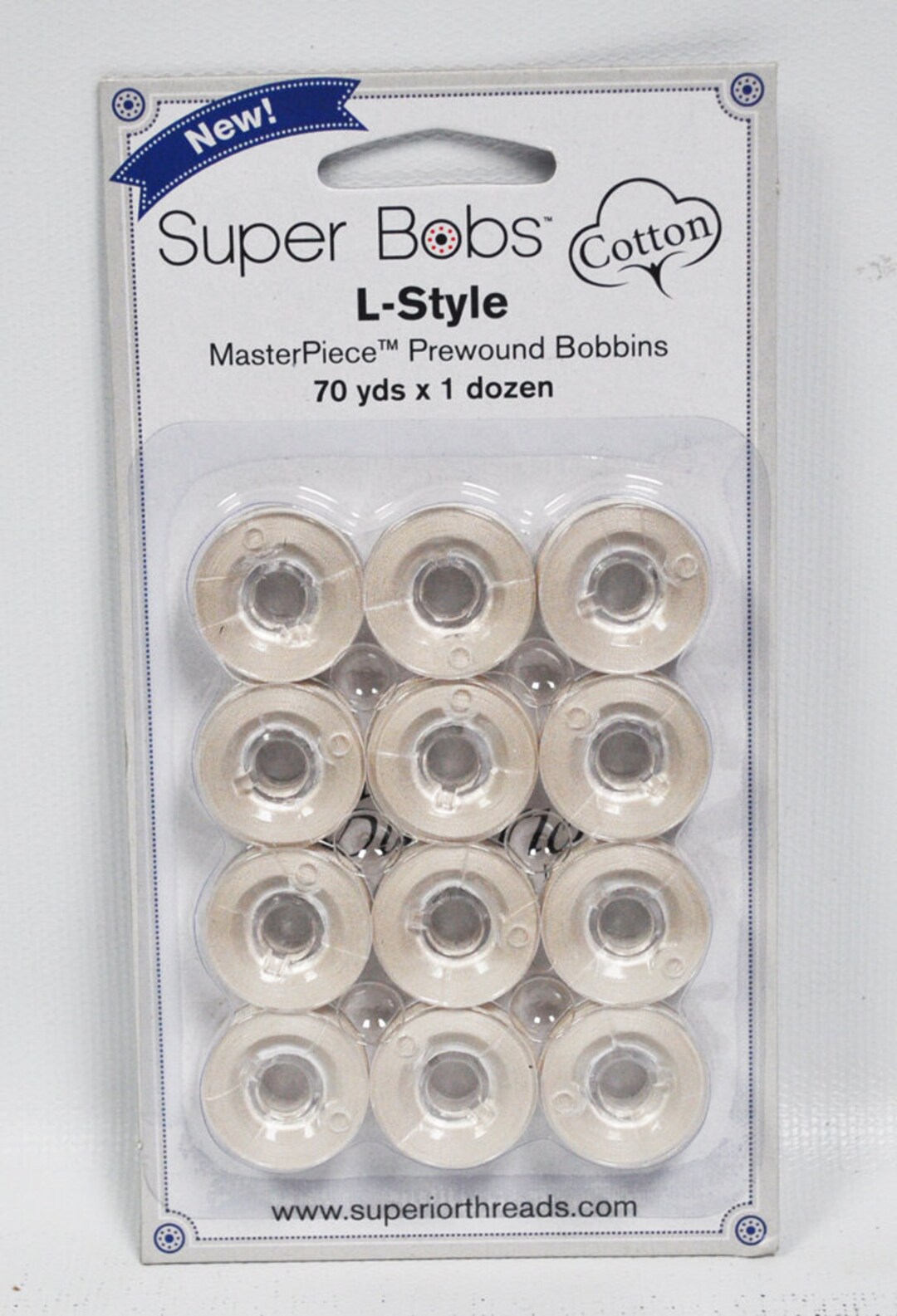 Super Bobs Masterpiece Cotton 70yd Prewound Bobbins 12ct L-style Bisque ...