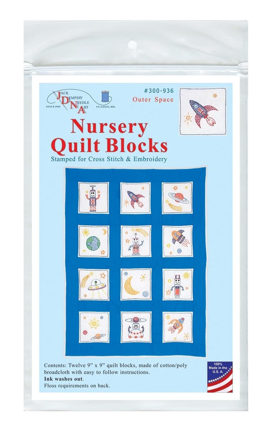 Jack Dempsey Needle Art Outer Space Nursery Quilt Blocks - Etsy