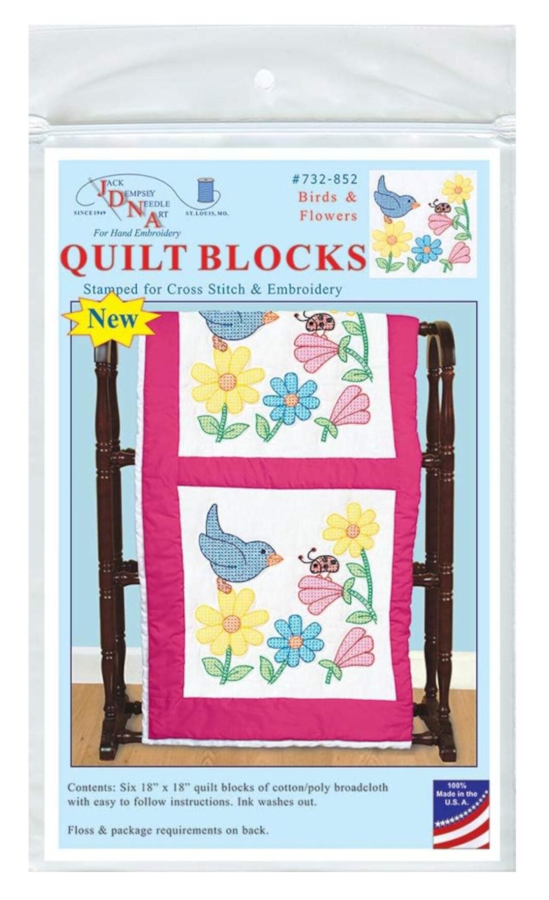 Jack Dempsey Needle Art Birds and Flowers 18 Inch Quilt Blocks - Etsy