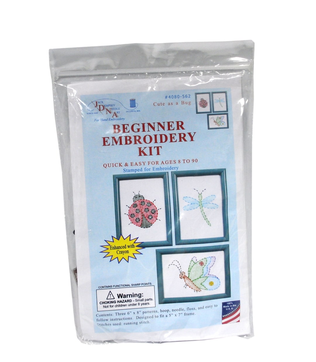Jack Dempsey Needle Art Cute as A Bug Beginner Embroidery Kit 4080-562 ...